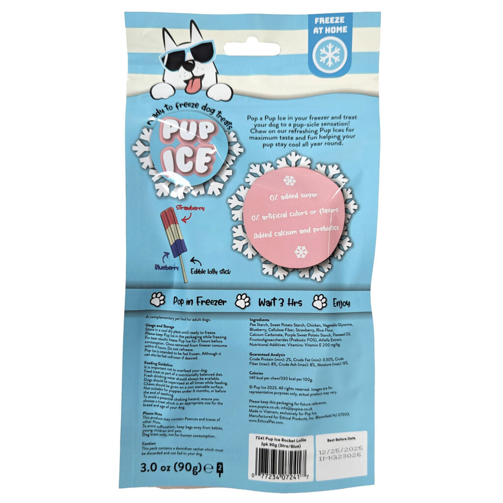 Pup Ice Rocket Lollies Blueberry and Strawberry 2-Pack
